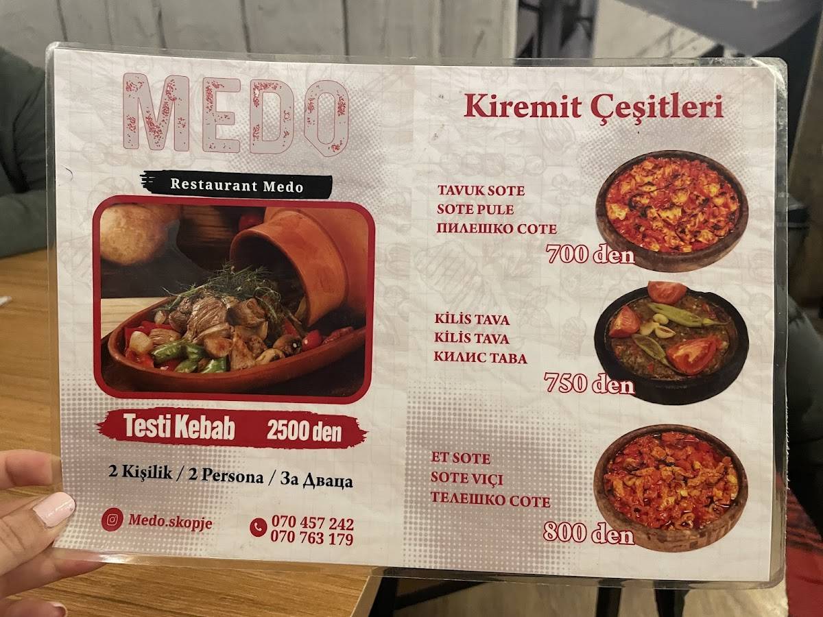 Speisekarte von MEDO restaurant, Skopje