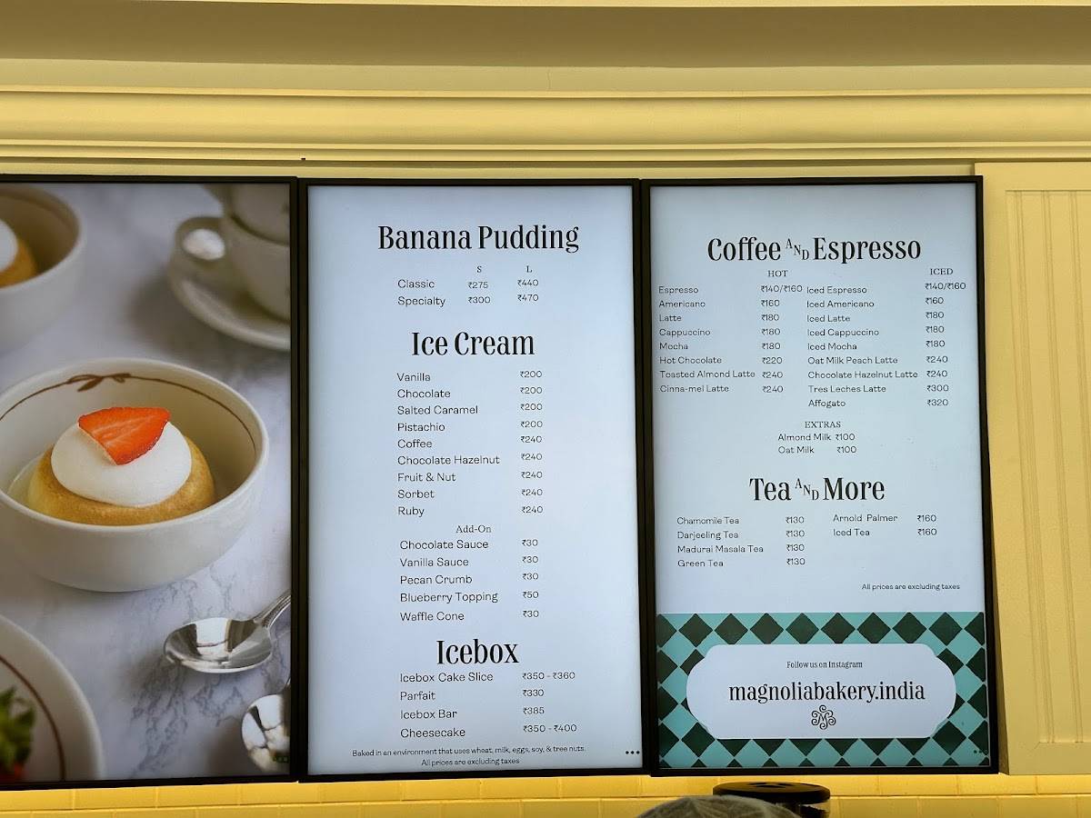 Menu at Magnolia Bakery, Hyderabad