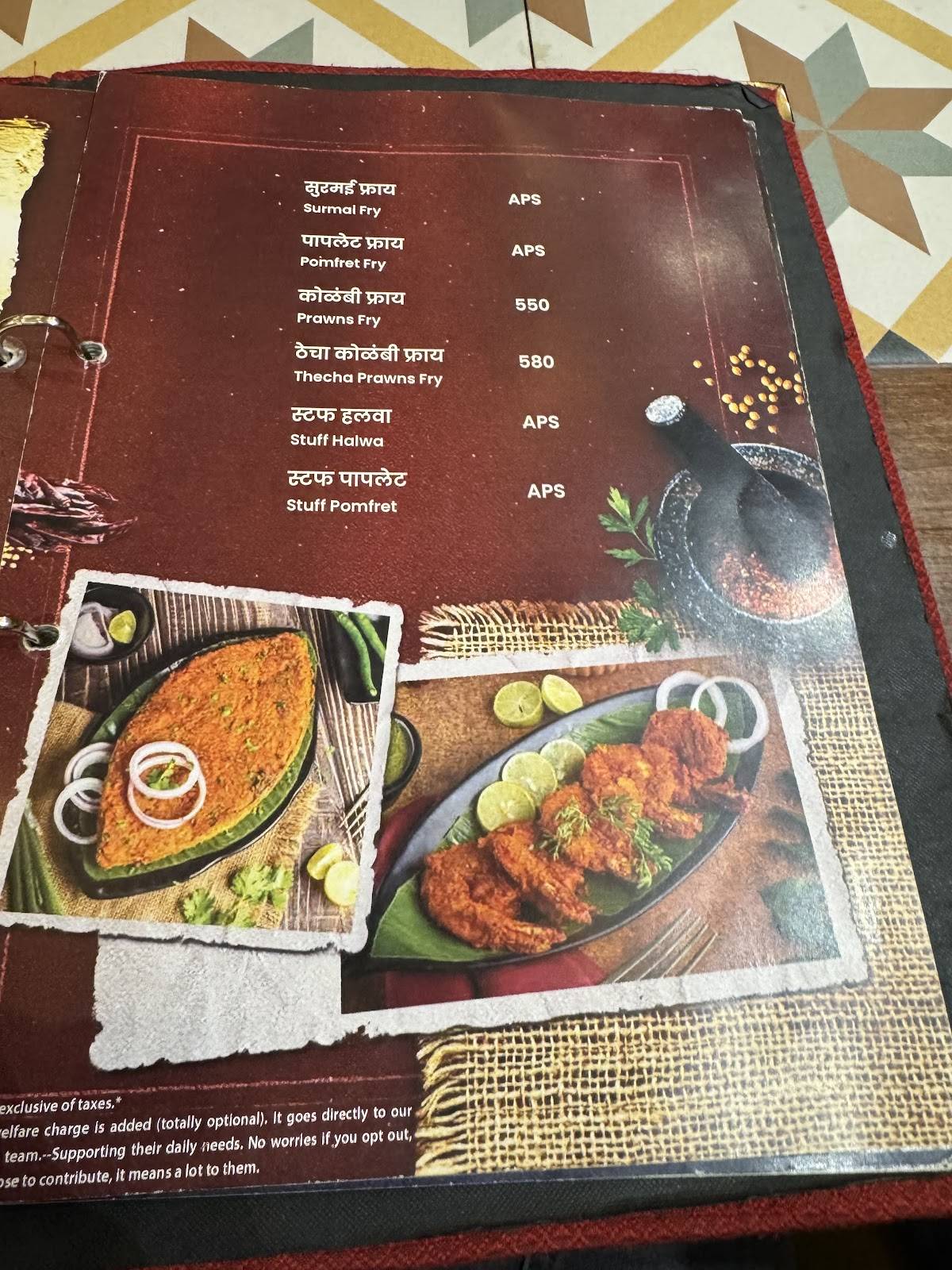 Menu at Majghar - Lalbaug, Mumbai