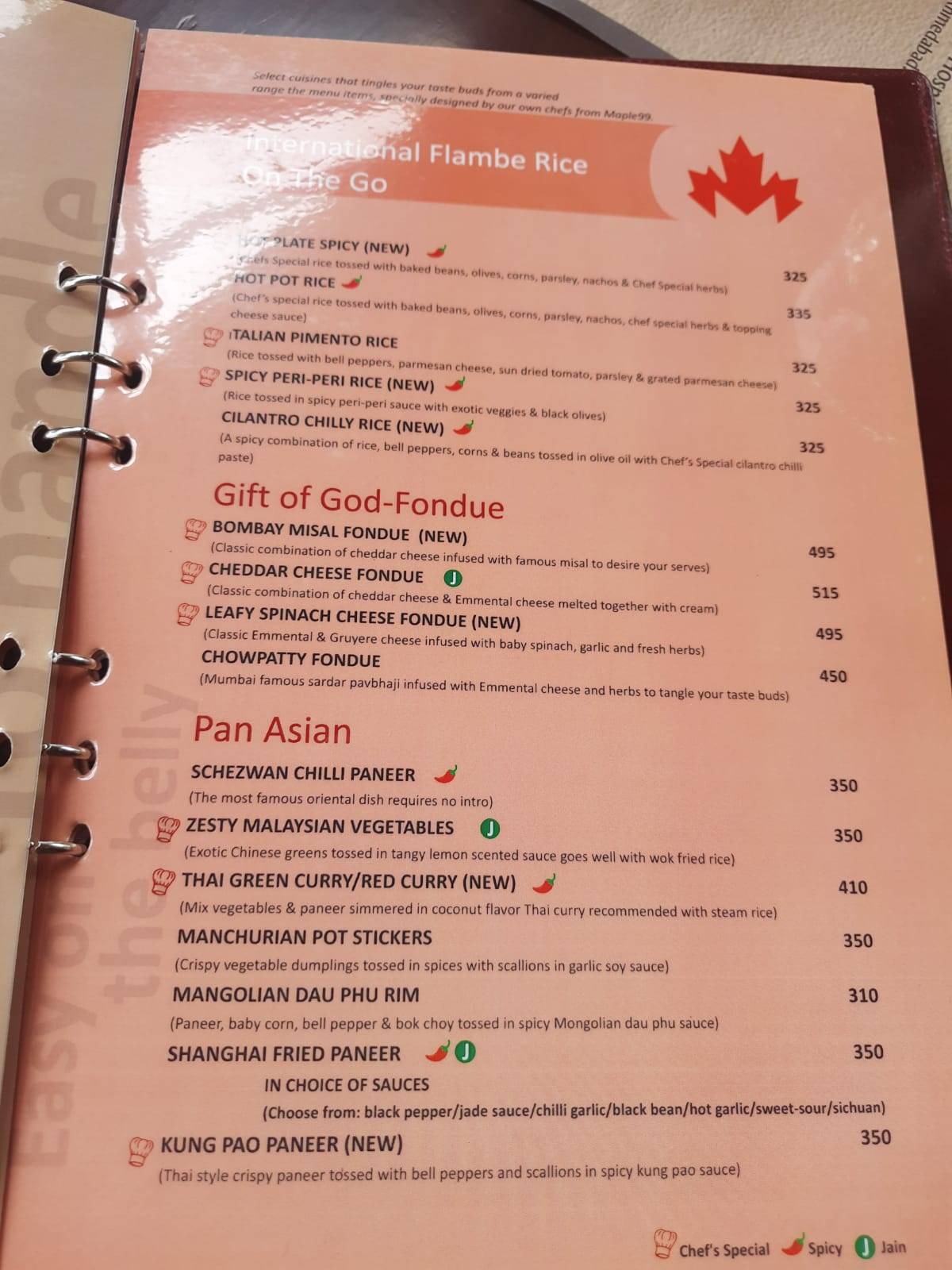 Menu at Maple 99, Ahmedabad, Sardar Patel Ring Rd