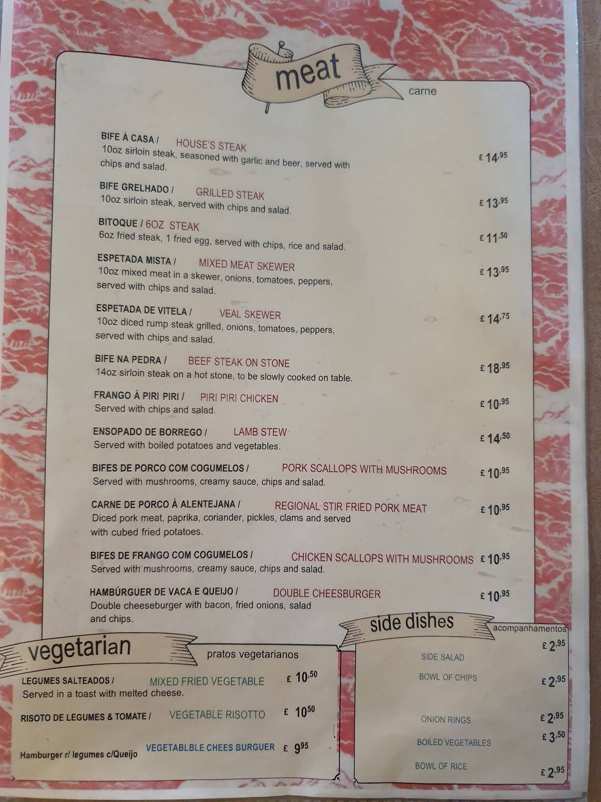 Menu at Maria's Kitchen restaurant, Newnham, The Romer Arms