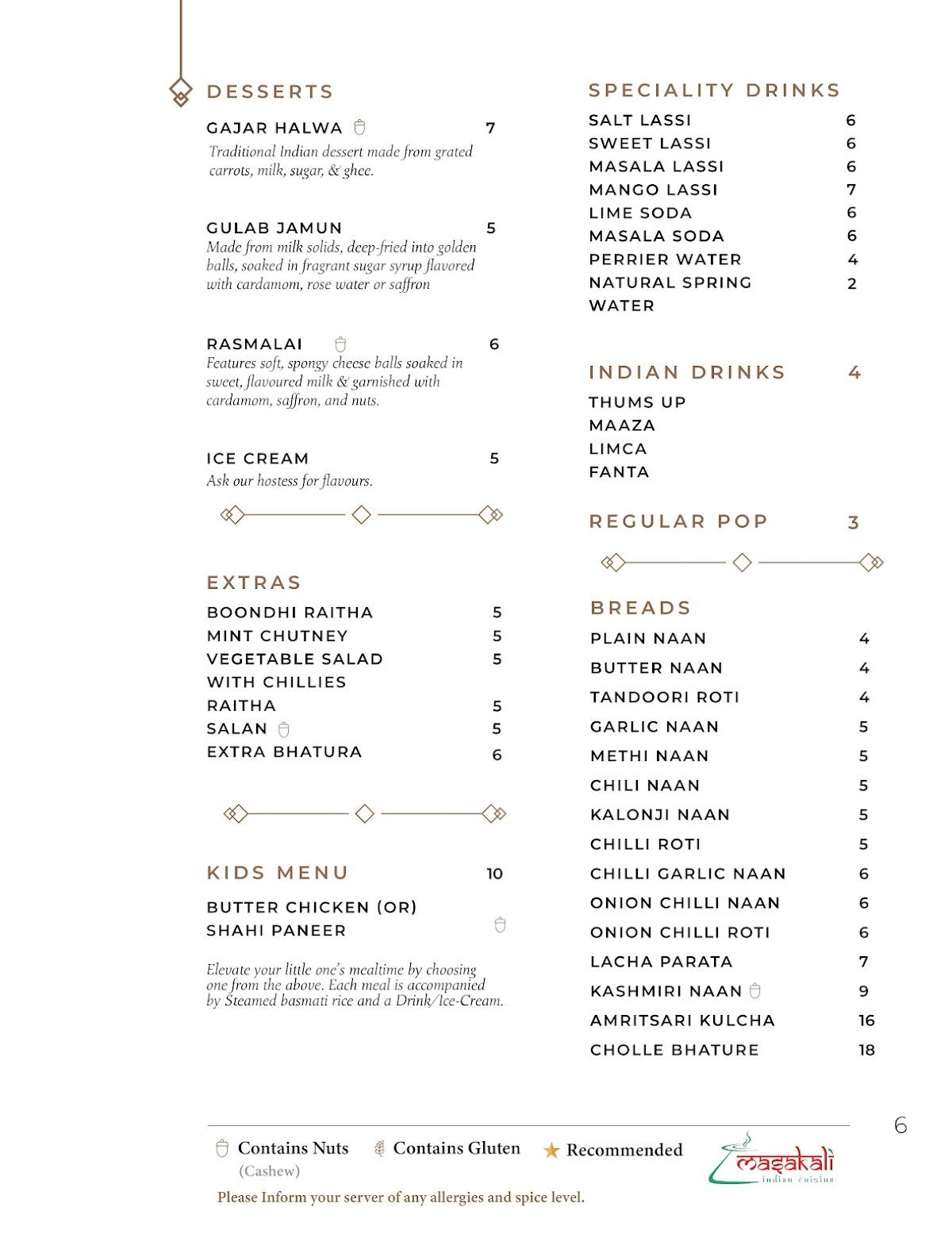 Menu au Masakali Indian Cuisine restaurant, Ottawa, Hazeldean Rd Unit C3-1