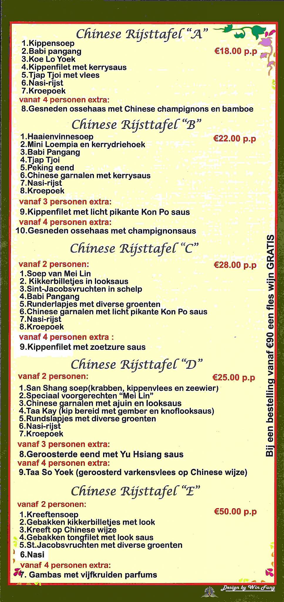 Menu at Mei Lin, Torhout