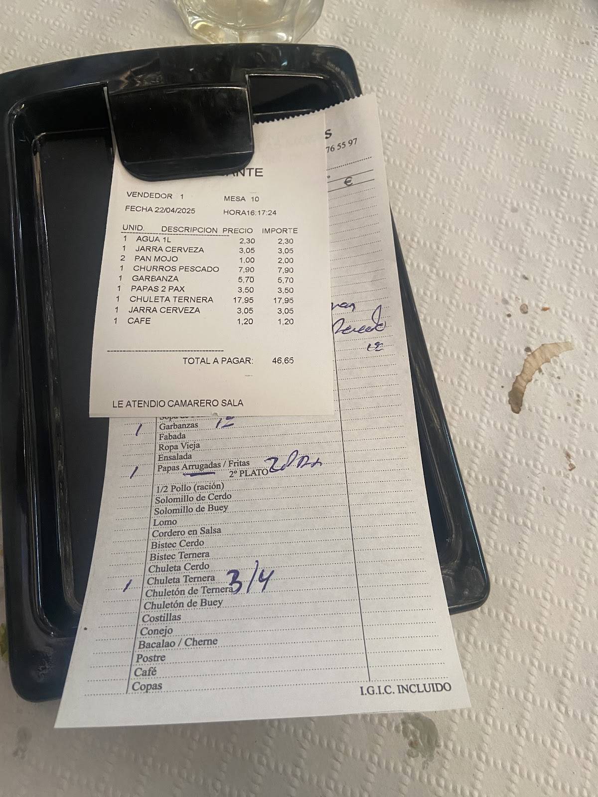 Carta del restaurante Mesón Era Las Mozas, Valle del San Lorenzo