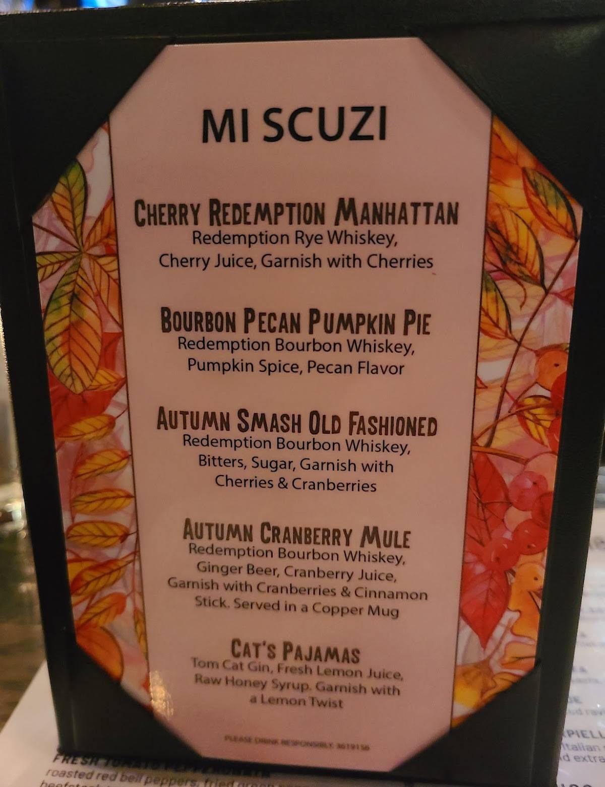 Menu at Mi Scuzi restaurant, Erie, 700 Millcreek Mall Blvd