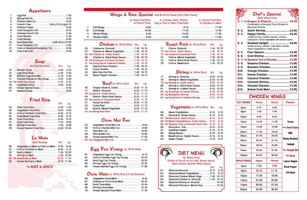 Menu at Ming's Buffet restaurant, Camden