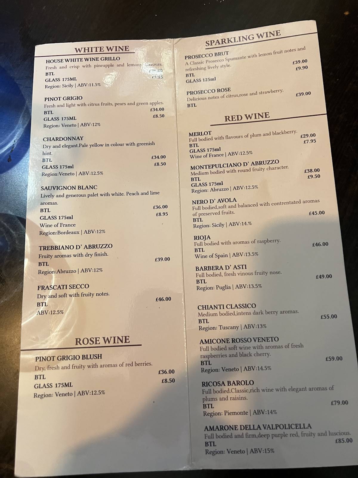 Menu at Misto restaurant, London, 7 Shepherd Market