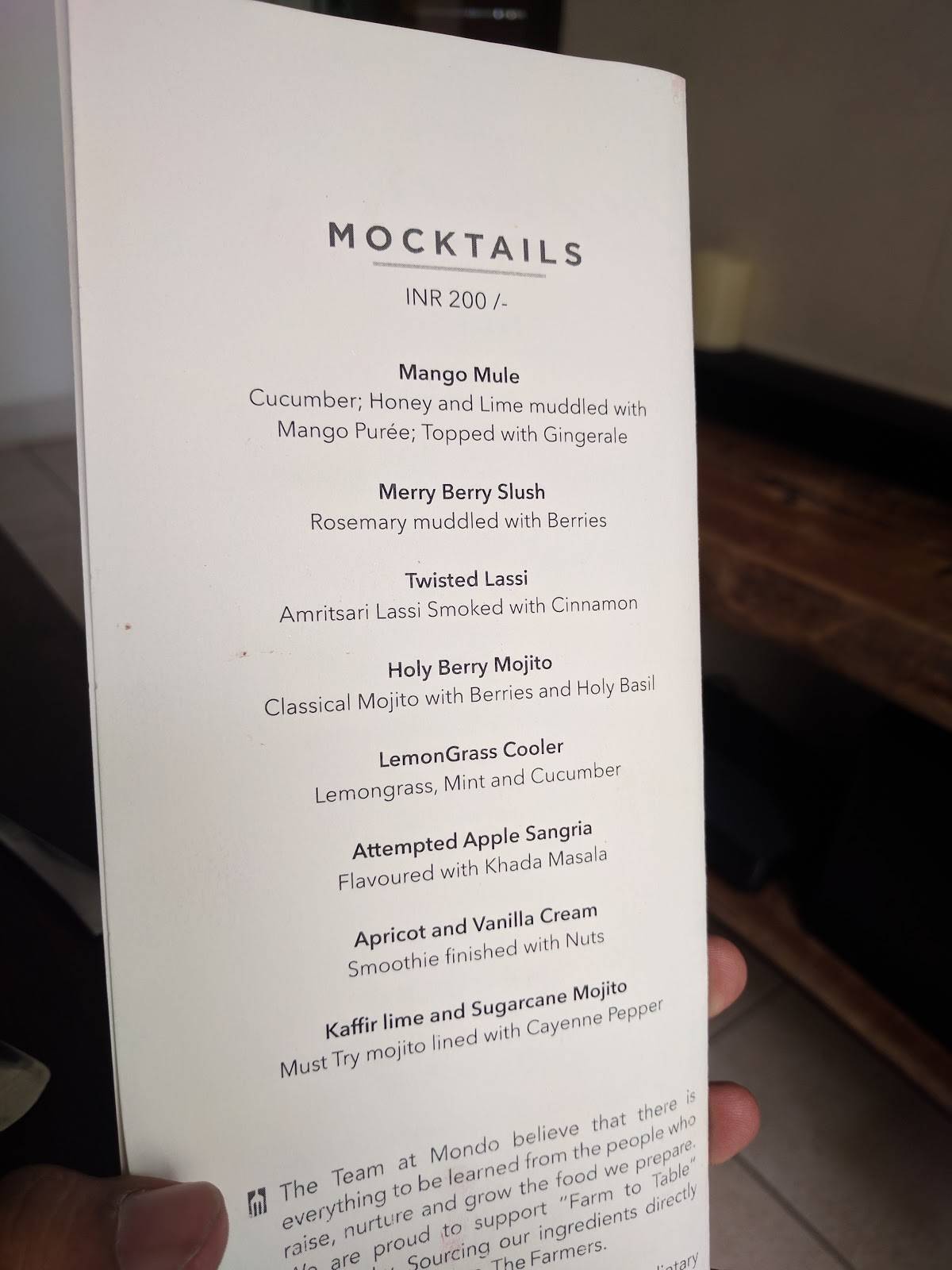 Menu at Mondo, Mumbai, Shop No. 1