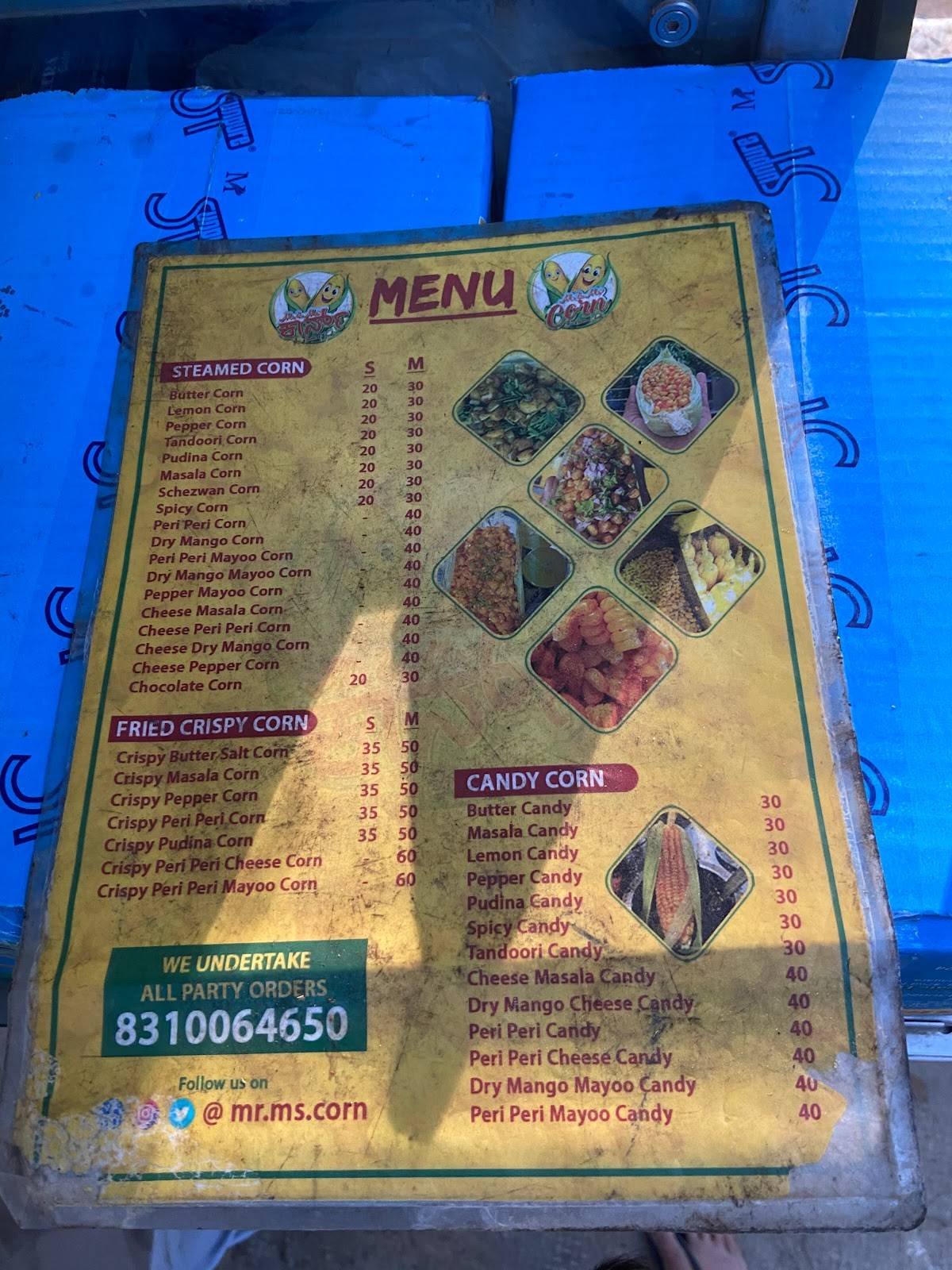 Menu at Mr & Ms Corn, Bengaluru, Olety Hostel building