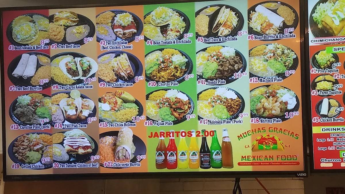 Menu at Muchas Gracias restaurant, Winston, 11 Dillard Hwy