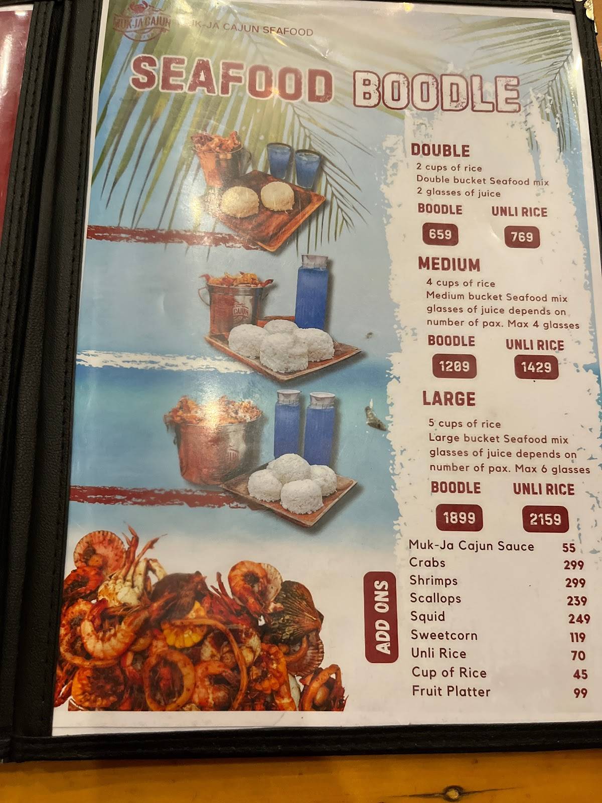 Menu at Muk-Ja Cajun Seafood Restaurant, Cebu City