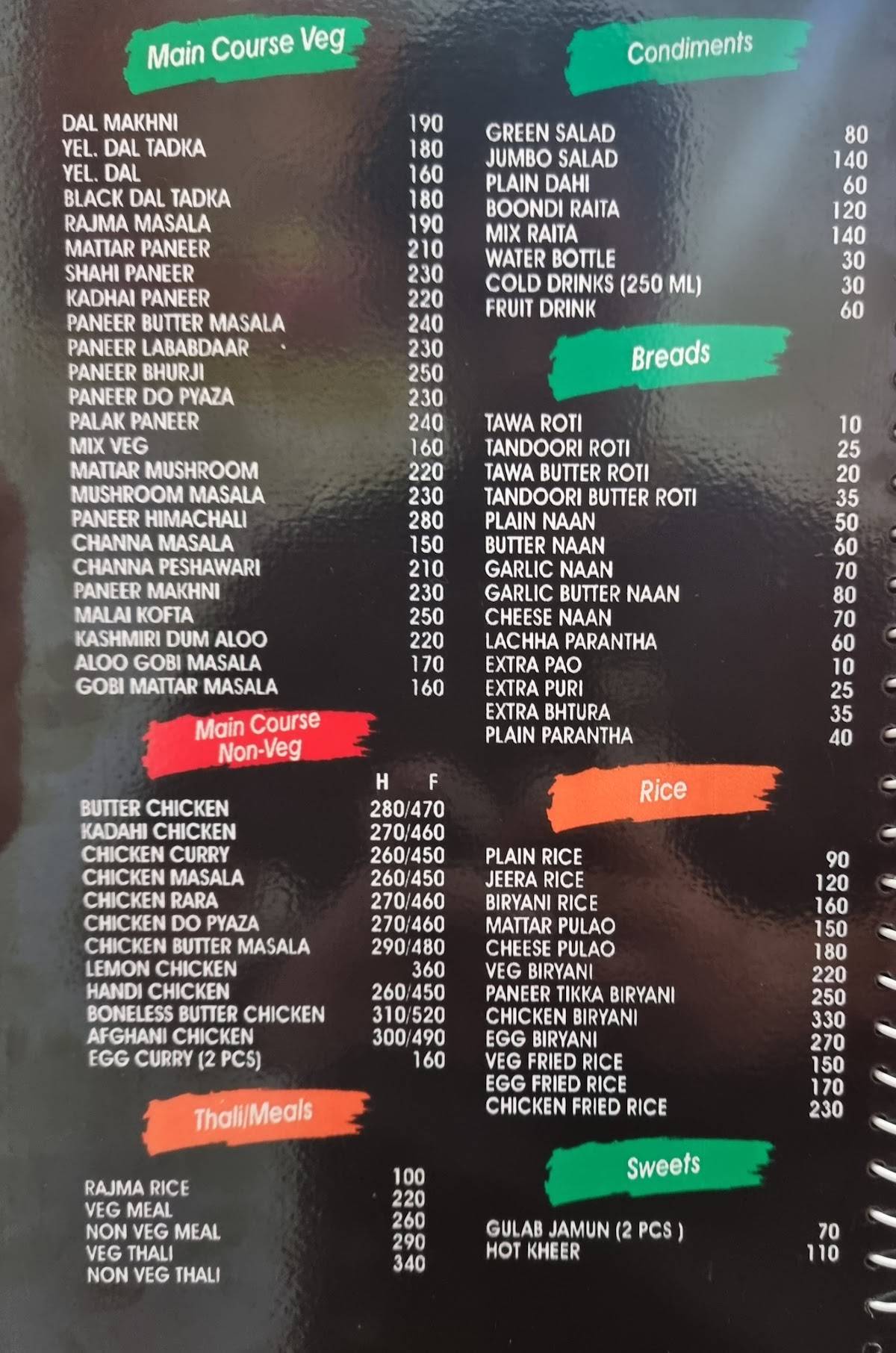 Menu at Mumbai Chowpatty, Dharampur