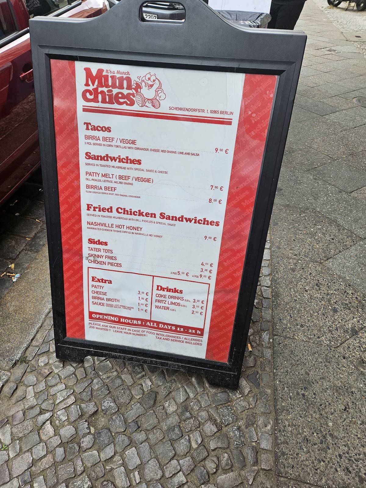 Speisekarte von Munchies restaurant, Berlin, Schenkendorfstraße 1