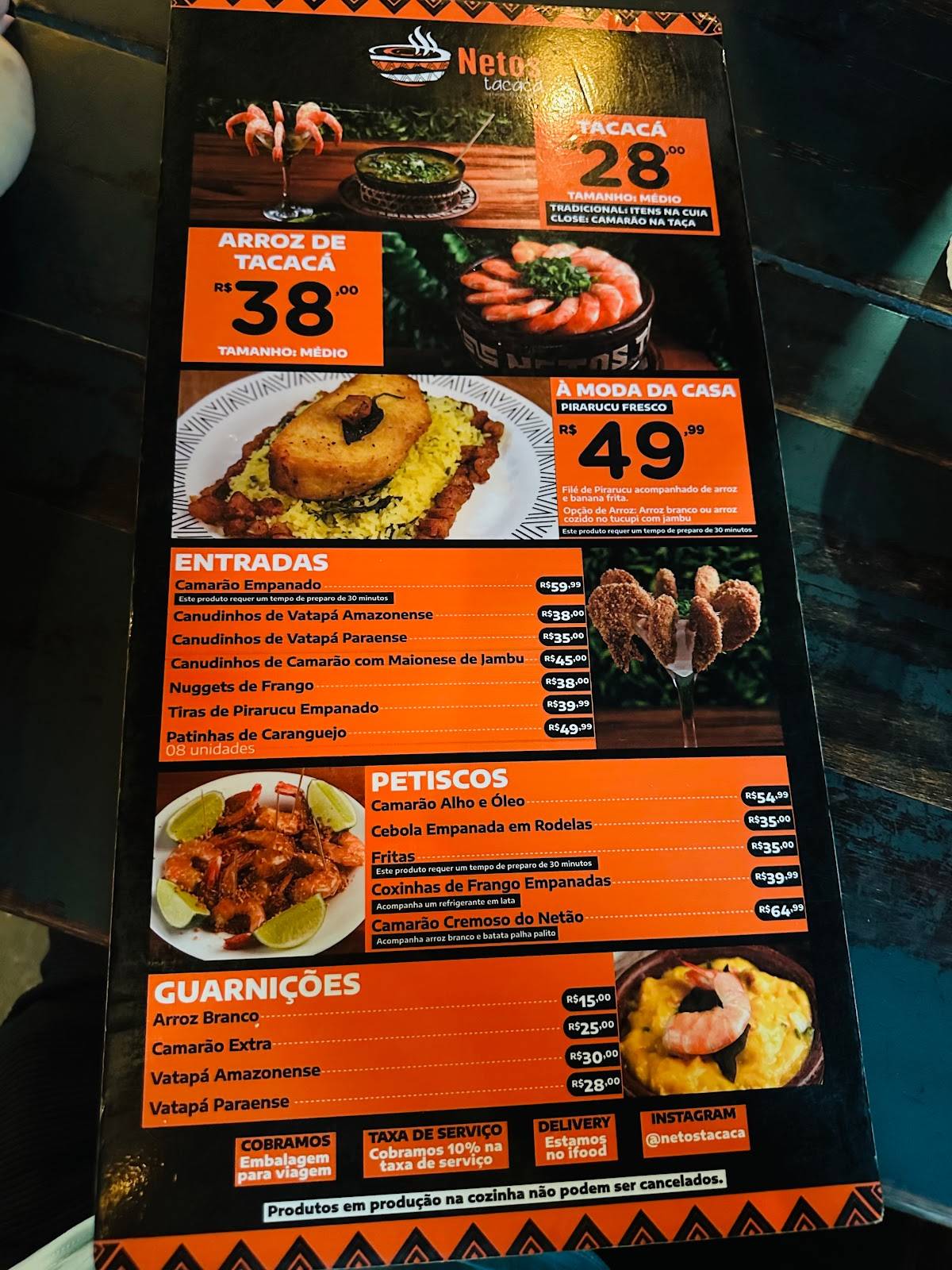Menu at Netos Tacacá - Av. Das Torres restaurant, Manaus