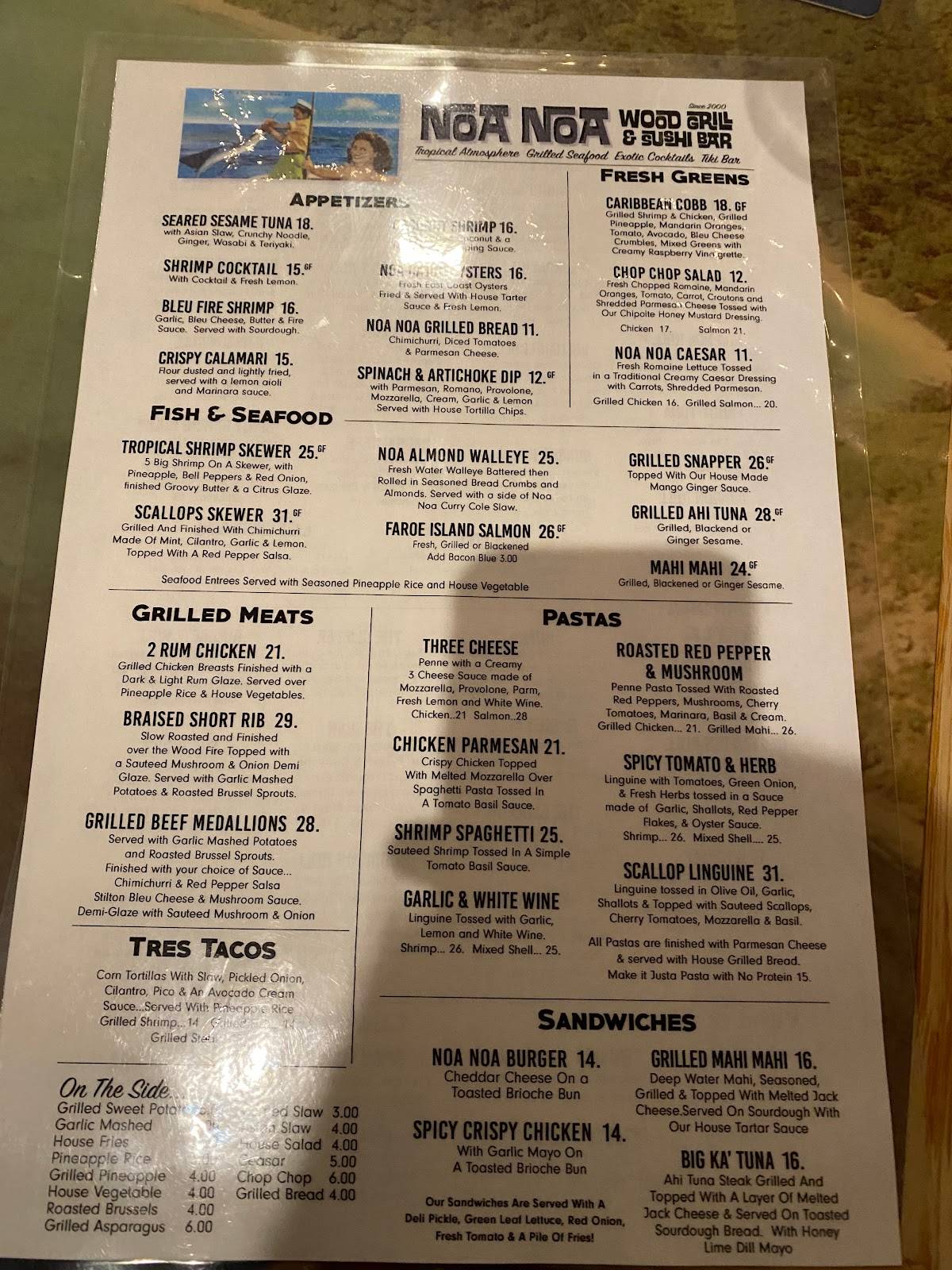 Menu at Noa Noa Wood Grill & Sushi Bar, Warsaw