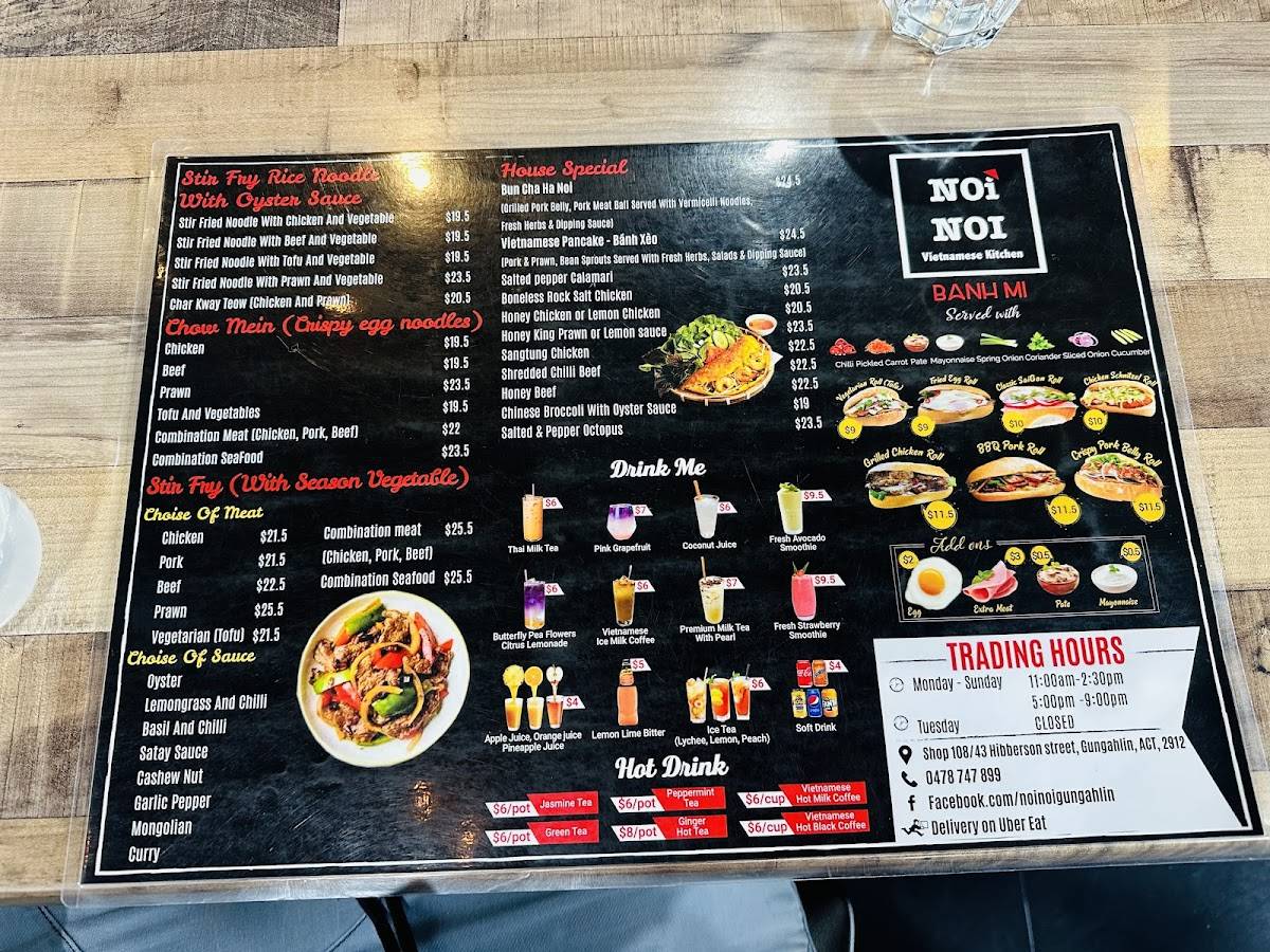 Menu at Noi Noi Vietnamese Kitchen in Gungahlin restaurant, Gungahlin