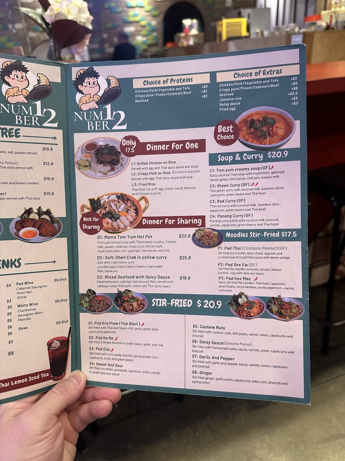 Menu at Number 12 Thai Restaurant, Melbourne