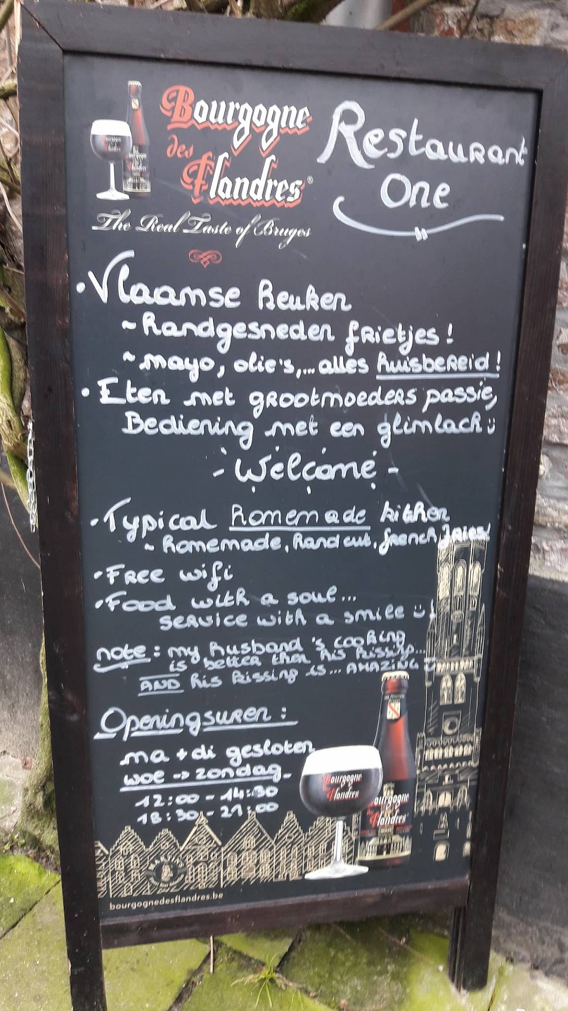 Menu at ONE Restaurant, Bruges