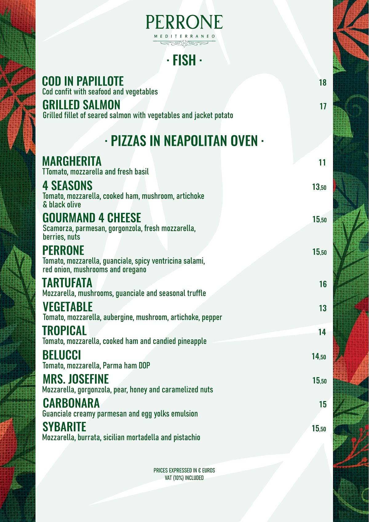Carta de PERRONE Mediterranean Bar, El Albir
