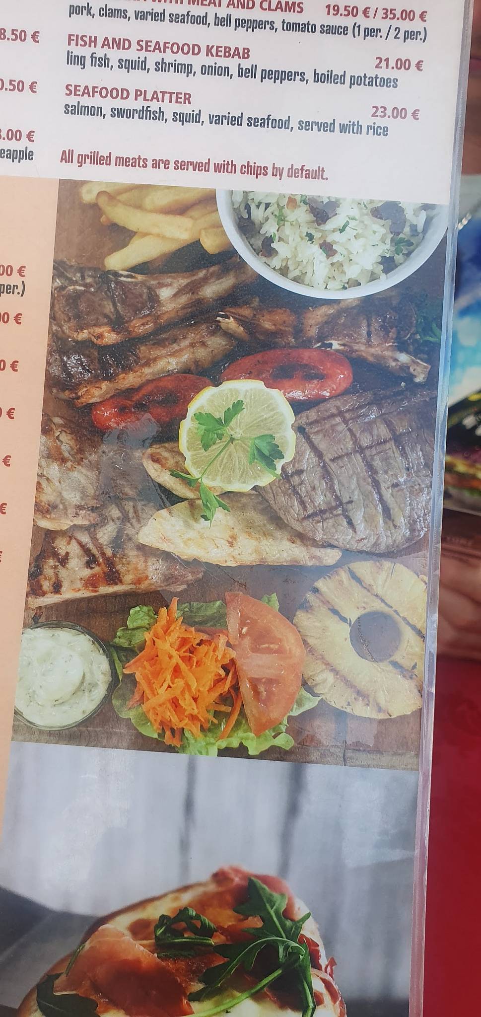 Menu at Pampas Steakhouse, Albufeira
