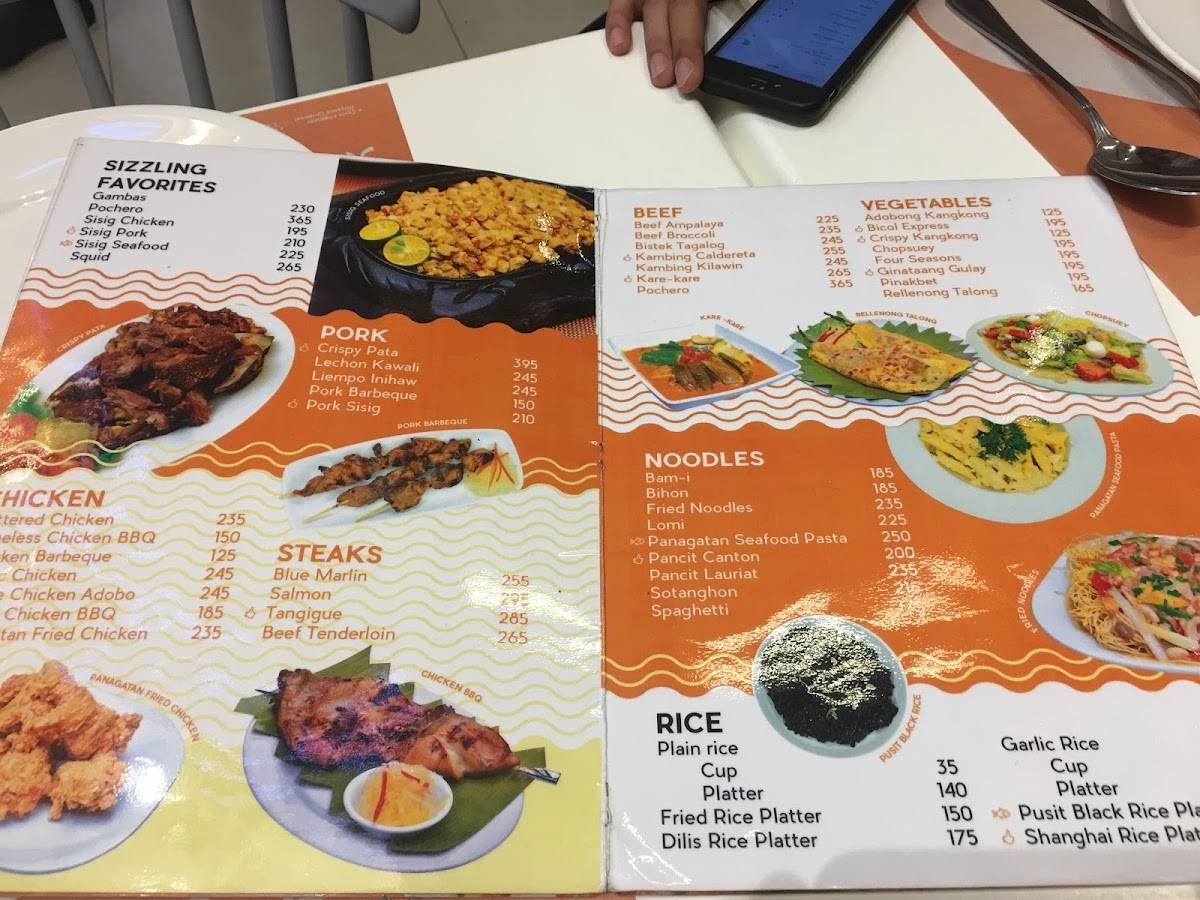 Menu at Panagatan Restaurant, Cagayan de Oro, FJ4F+M5R