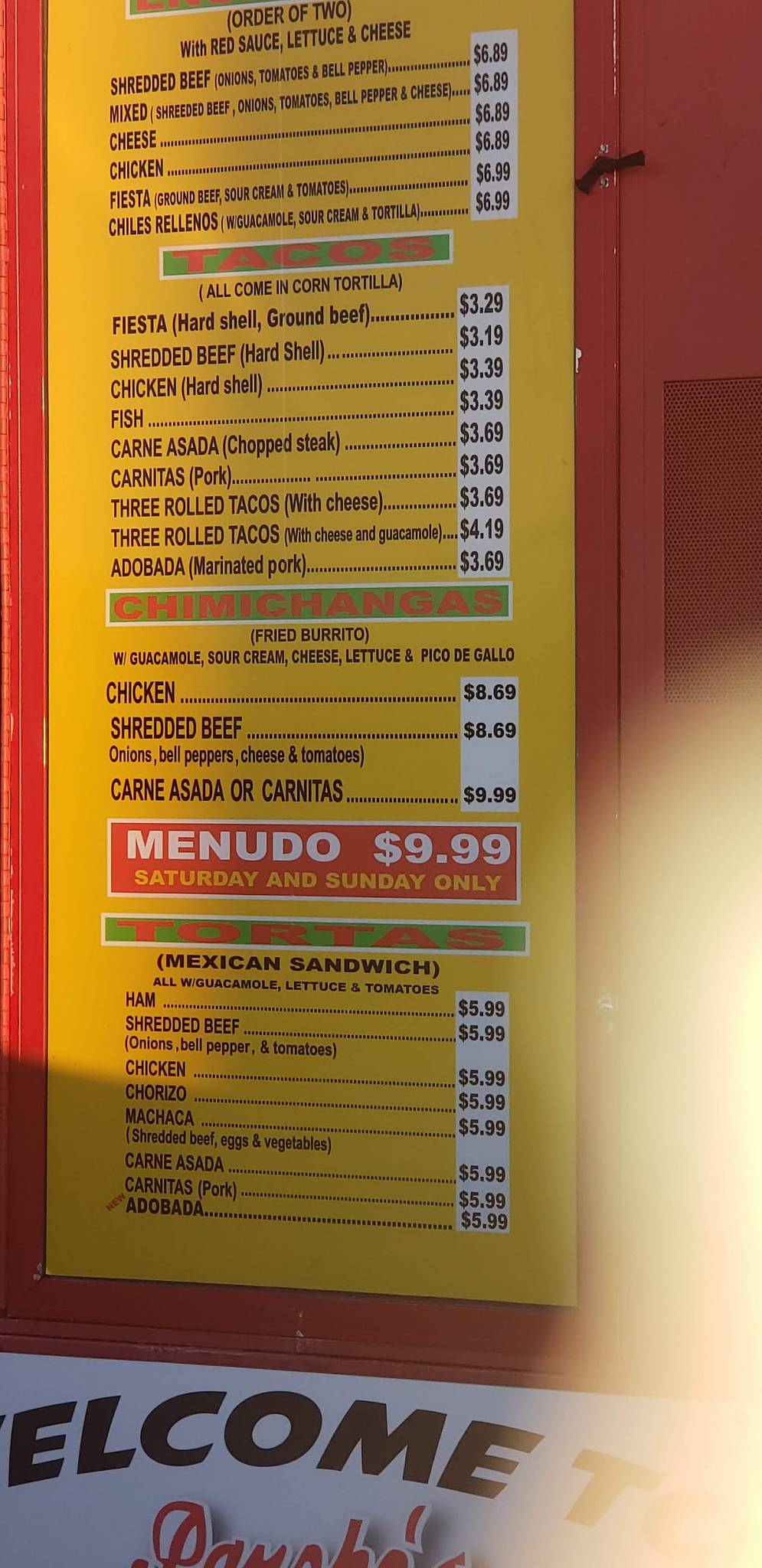 Menu at Poncho's Mexican Food restaurant, Casper, CY Ave