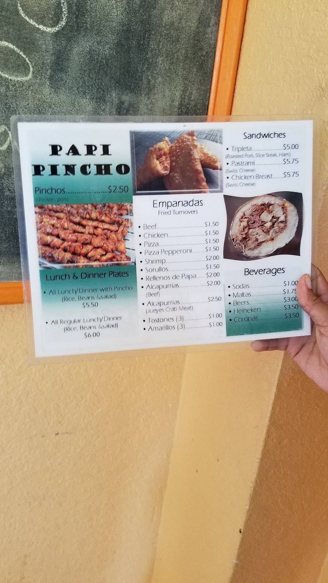 Menu at Papi Pincho "Como Tú Boricua" restaurant, Groveland