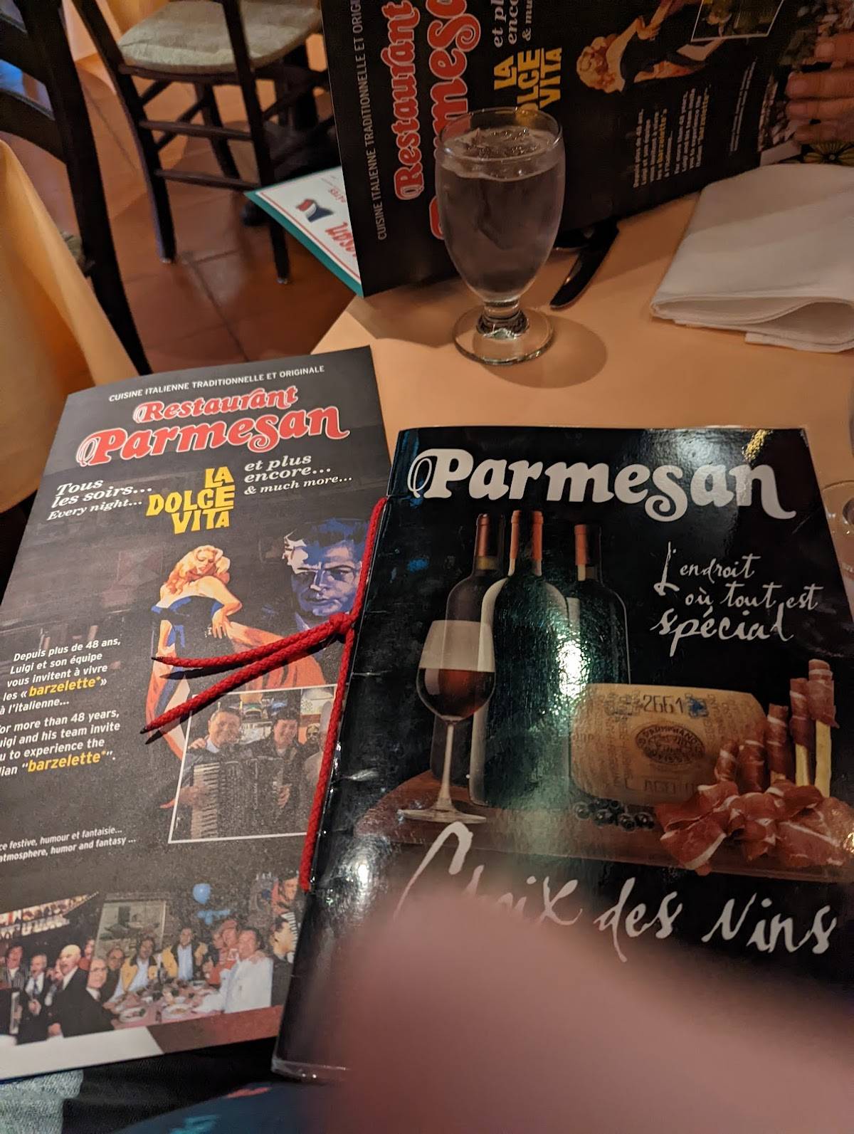 Menu au Restaurant Parmesan, Québec