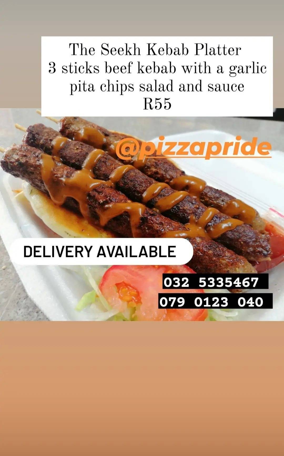 Menu at Pizza Pride restaurant, Verulam