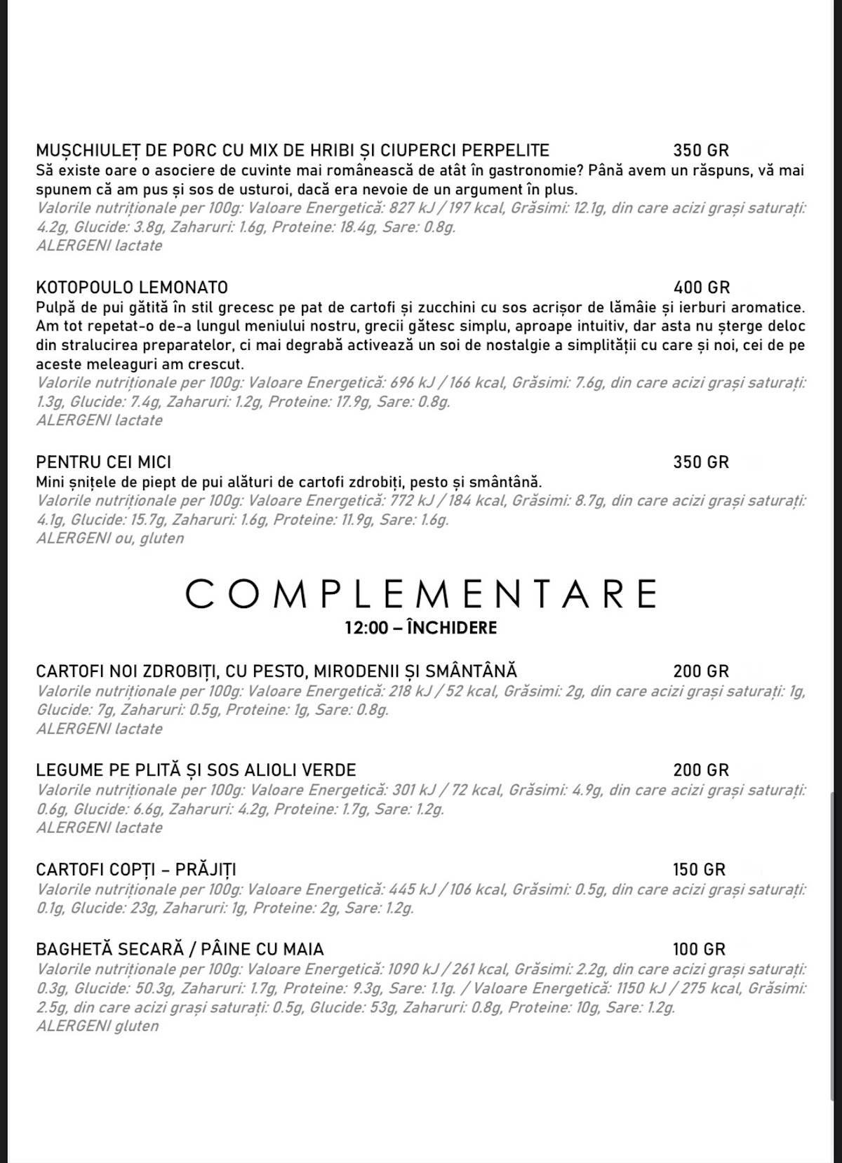 Menu at Popina Bucătărie Locală, Constanța