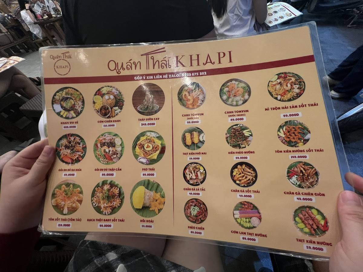 Menu at Quán Thái Khapi - 394 Lê Văn Lương restaurant, Ho Chi Minh City