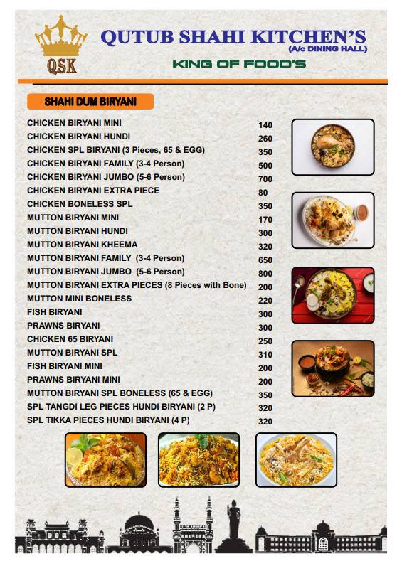 Menu at Qutub Shahi Kitchen's Family Restaurant, Hyderabad