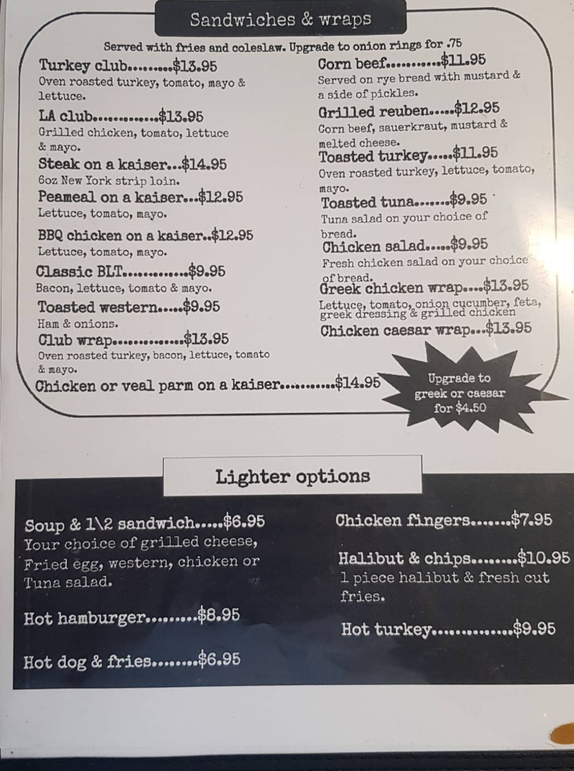 Menu at Rallis Burger Family Restaurant, Bridgenorth