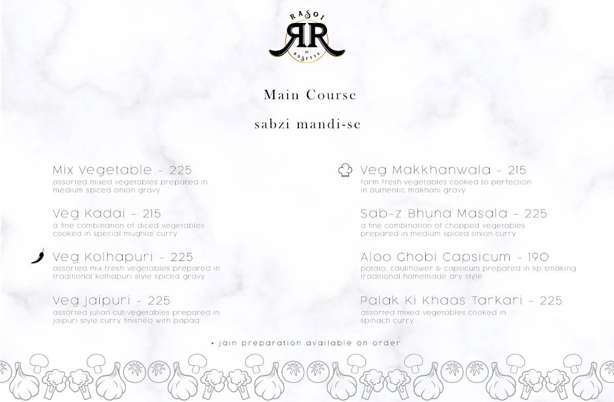 Menu at Rasoi by Rosette, Vadodara