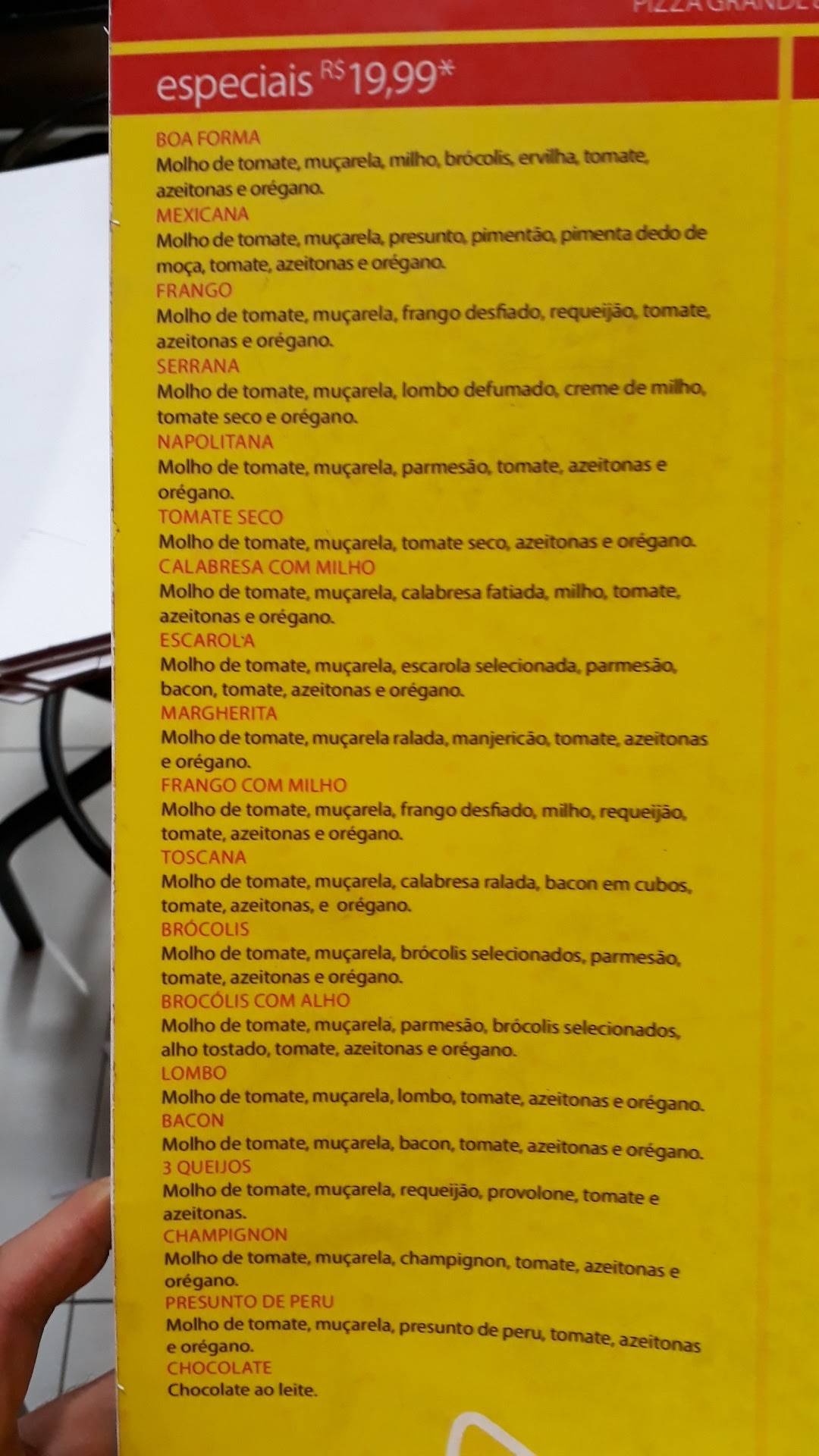 Menu em Rede Pizza X restaurante, Maringá