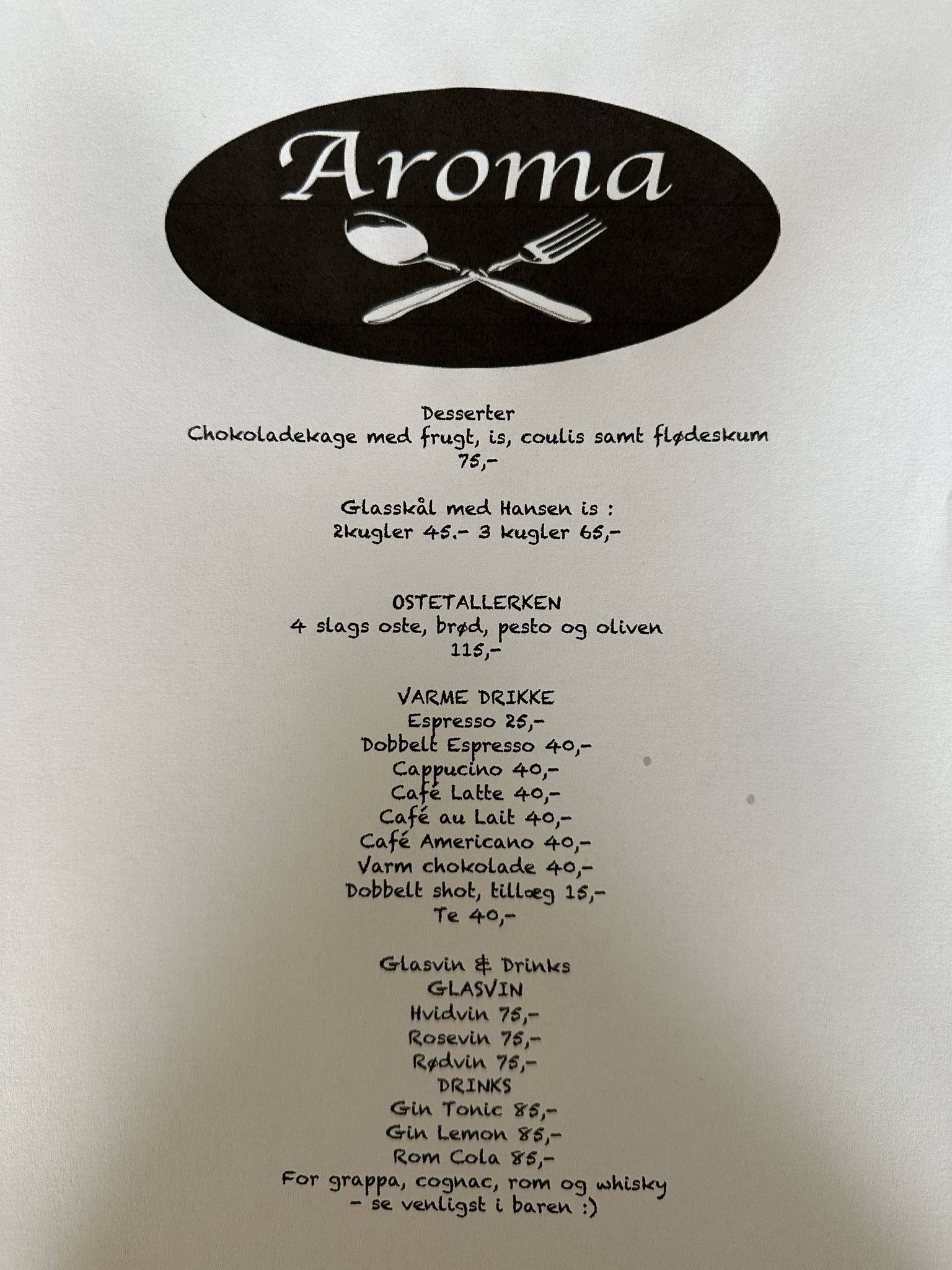 Speisekarte von Restaurant Aroma - Fanø øko Øl, Fano