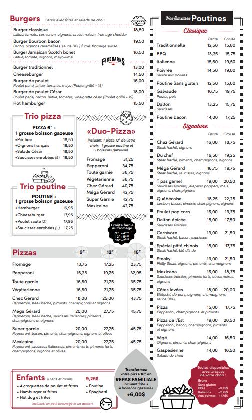 Menu au Restaurant Chez Gérard, Saint-Georges