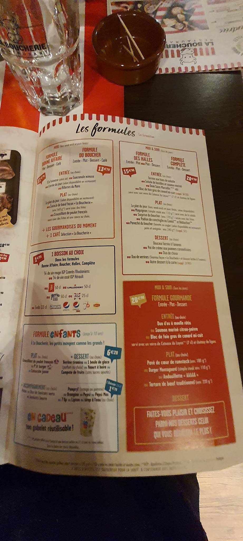Menu au Restaurant La Boucherie, Dreux