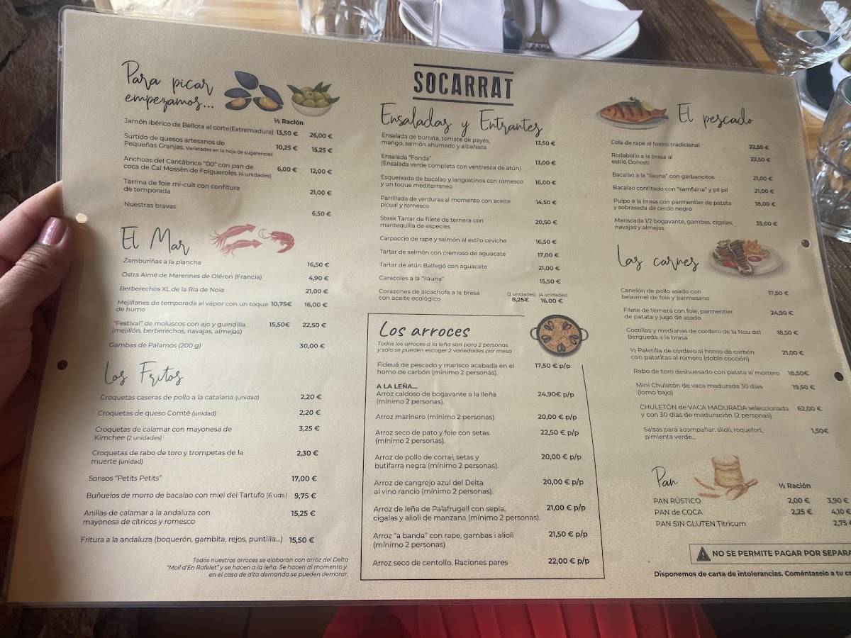 Carta de Restaurant Socarrat, Mollet del Vallès