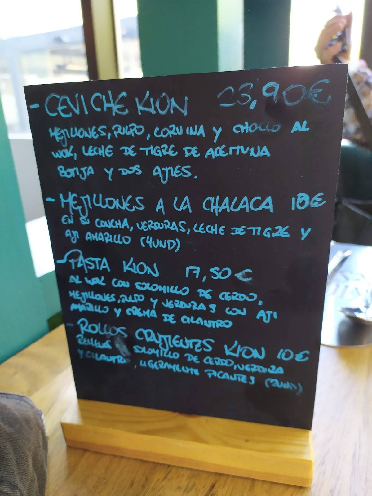 Carta de Restaurante Kion & Sui, Alcobendas