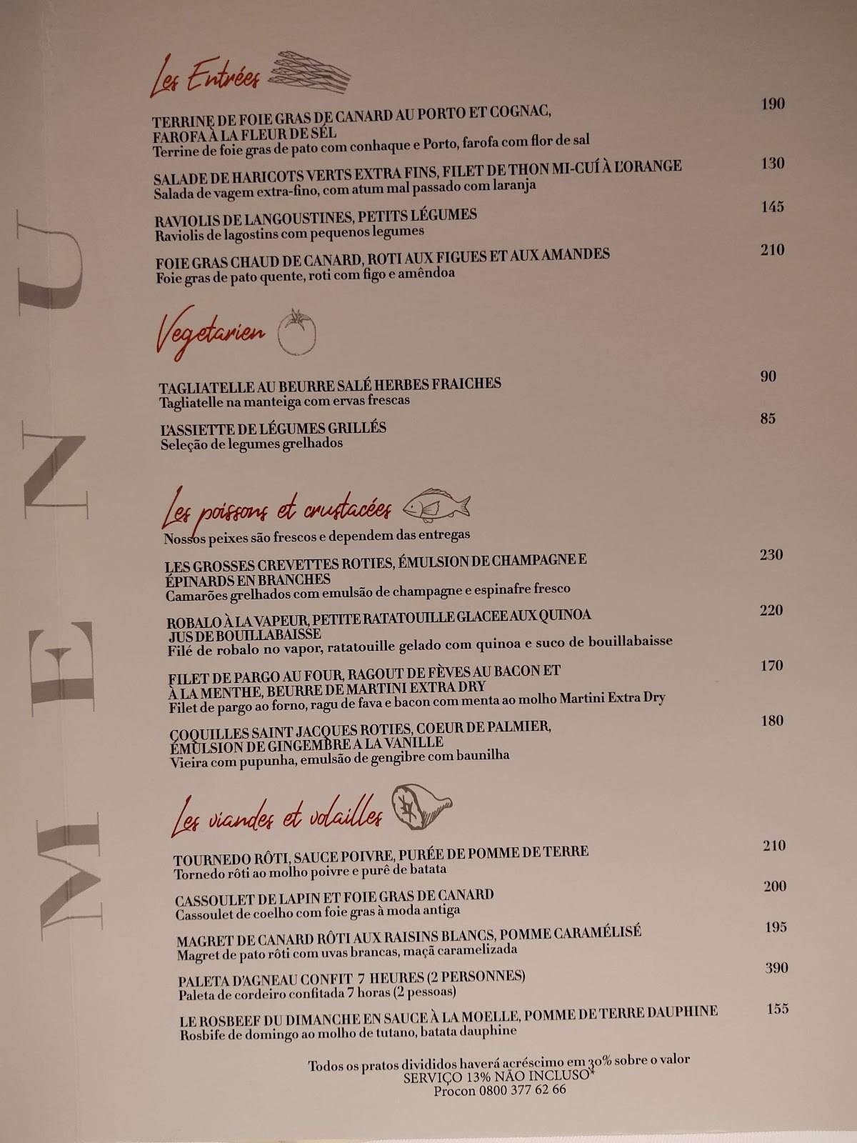 Menu em Restaurante Les Présidents - Erick Jacquin, São Paulo
