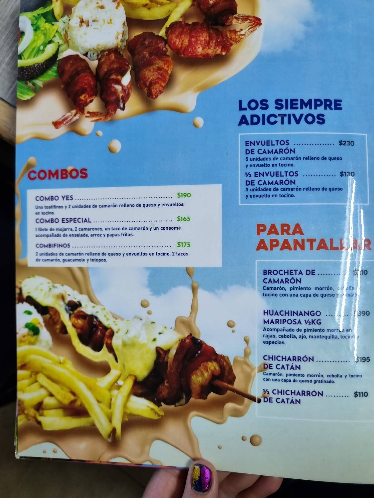 Carta de Restaurante finos mariscos, Monterrey, Naranjo 1202