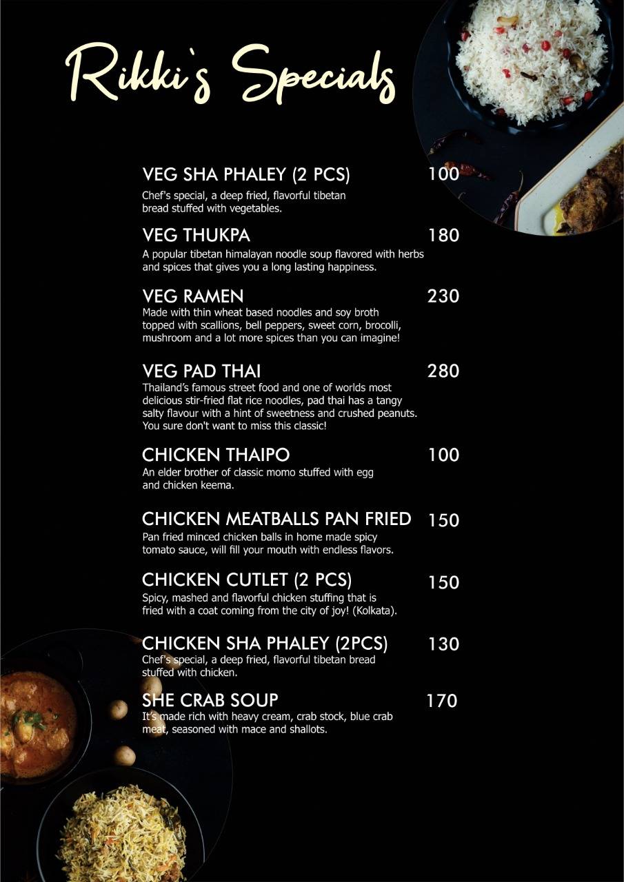 Menu at Rikki's, Chennai, 213