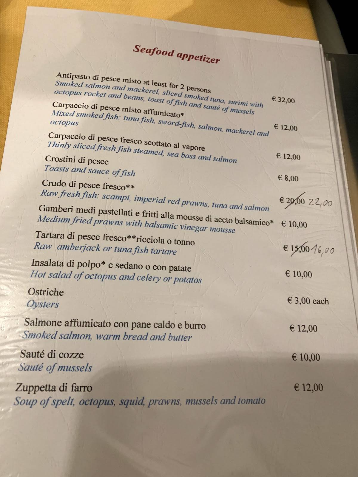 Menu da Ristorante Il Portico, Calenzano