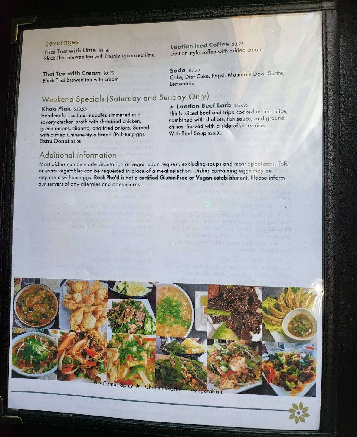 Menu at Rock-Pho'd Asian Fusion Cuisine restaurant, Rockford
