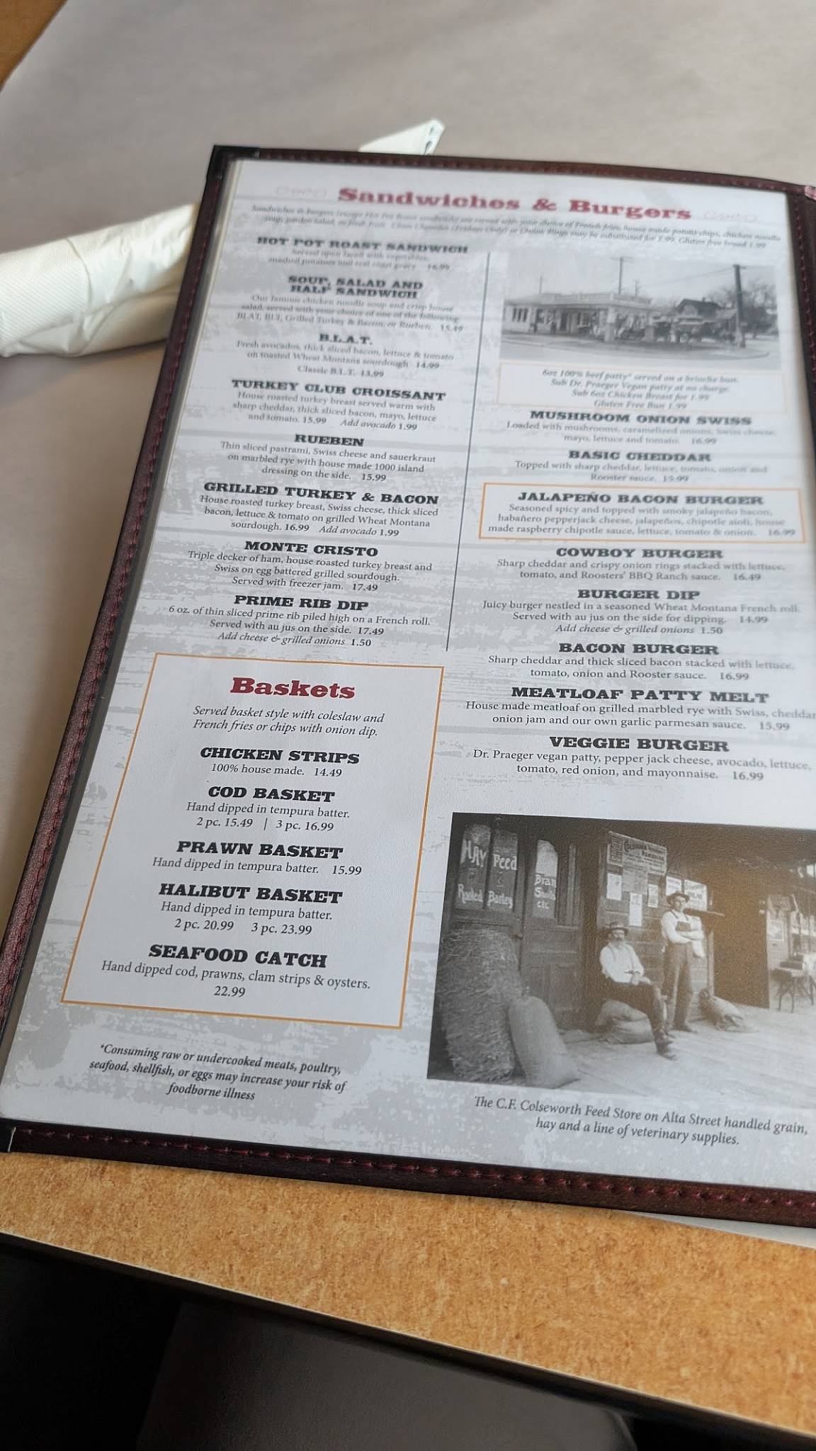 Carta del restaurante Roosters Country Kitchen, Pendleton, Southgate