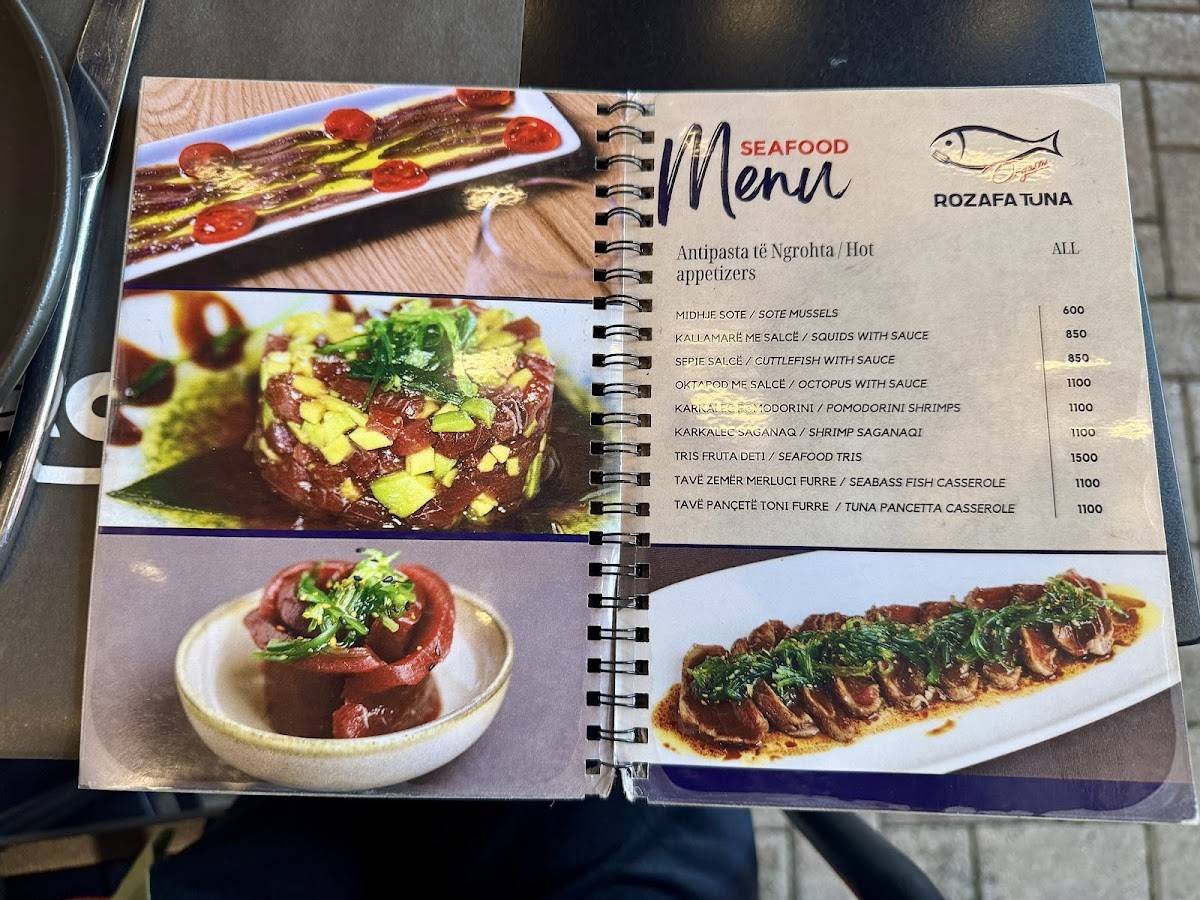 Menu at Rozafa Sea Food restaurant, Tirana, 8RHF+C53