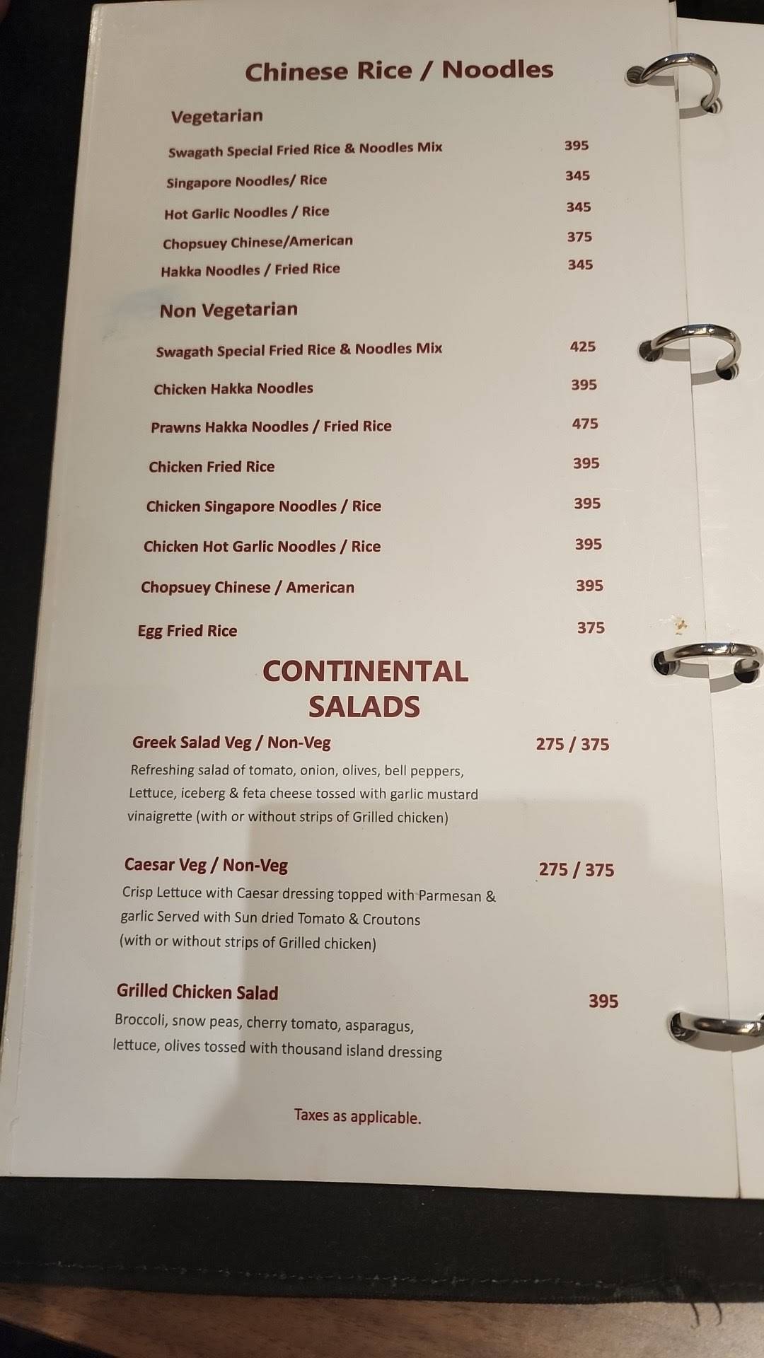 Menu at SWAGATH RESTRO BAR, Patiala