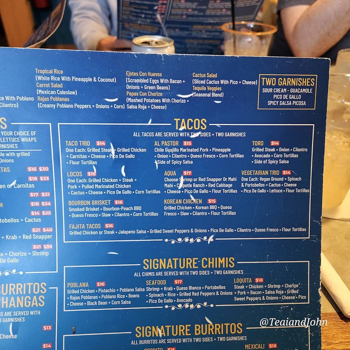 Menu at Sangria's Mexican Grill restaurant, Appleton