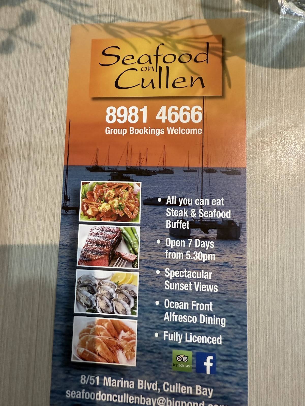 Menu at Seafood on Cullen restaurant, Larrakeyah